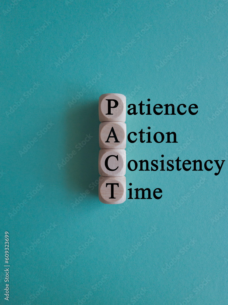 PACT patience action consistency time symbol. Concept words PACT ...
