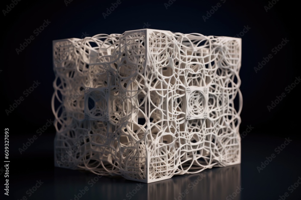 3d cube with intricate lattice structure on each face, created with ...