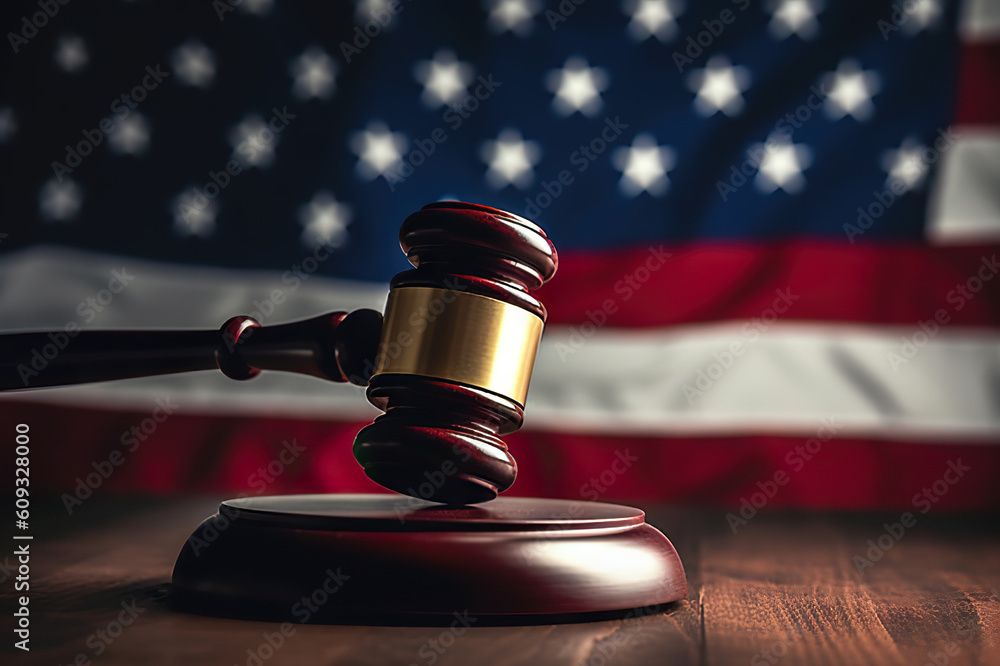 Symbol of Justice American Flag Adorned Judge's Gavel Hammer Signifying ...