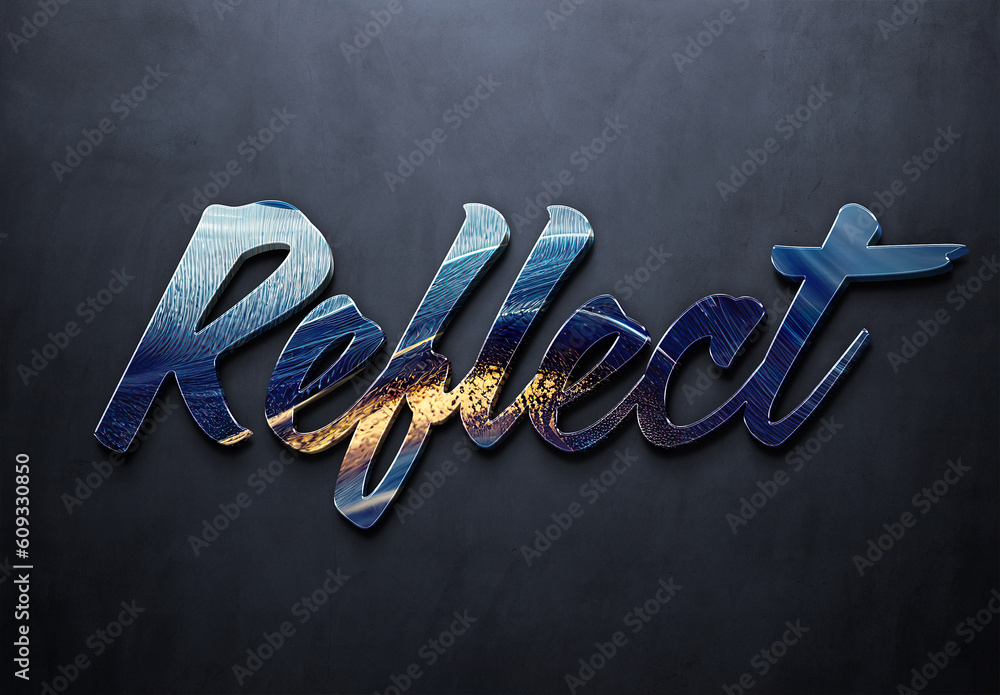 Glossy Text Effect with Blue and Gold Reflections Mockup Stock Template ...