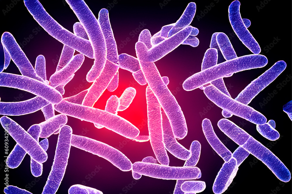 Bacteria. Close up of 3d microscopic bacteria. Bacteria Colony ...