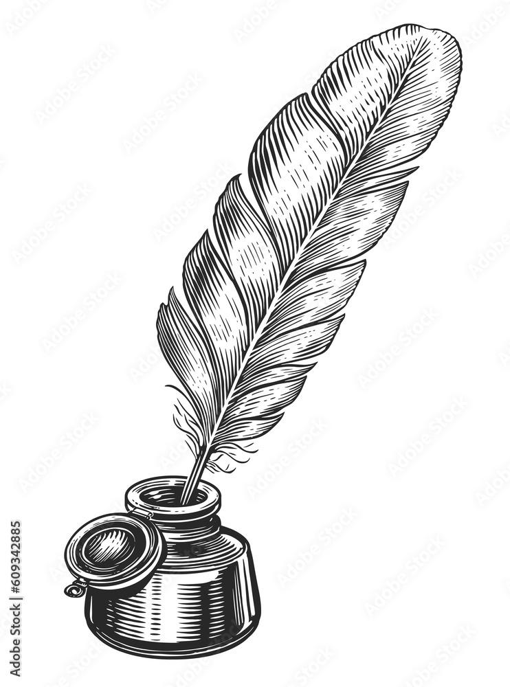 Quill And Inkwell Drawing