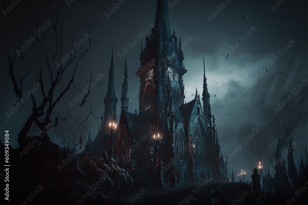 A dark fantasy gothic castle, The kingdom of Orgund in a chaotic, dark ...