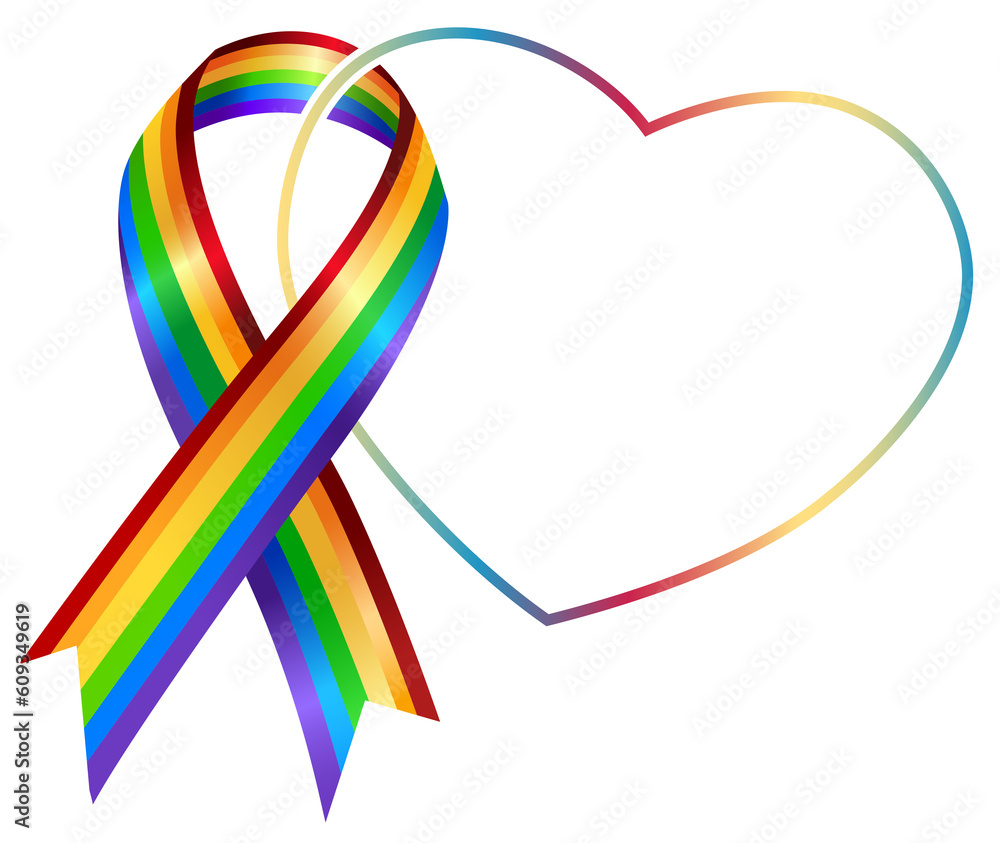 The rainbow ribbon stands for LGBTQ+ pride, diversity, inclusivity, and ...