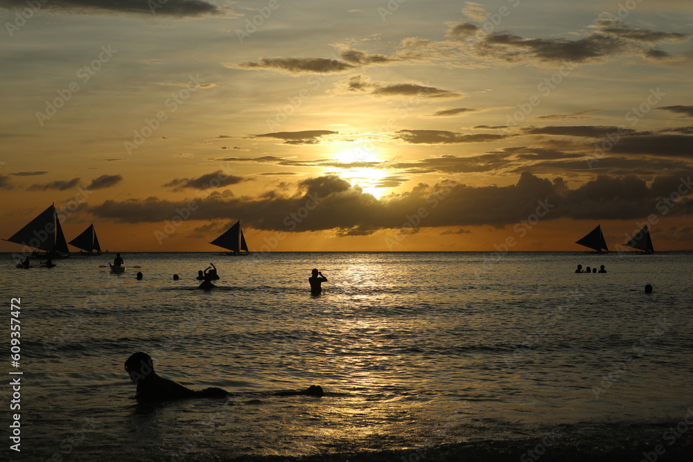 Witnessing a sunset in Boracay, Malay, Aklan, Station 1, Philippines is ...