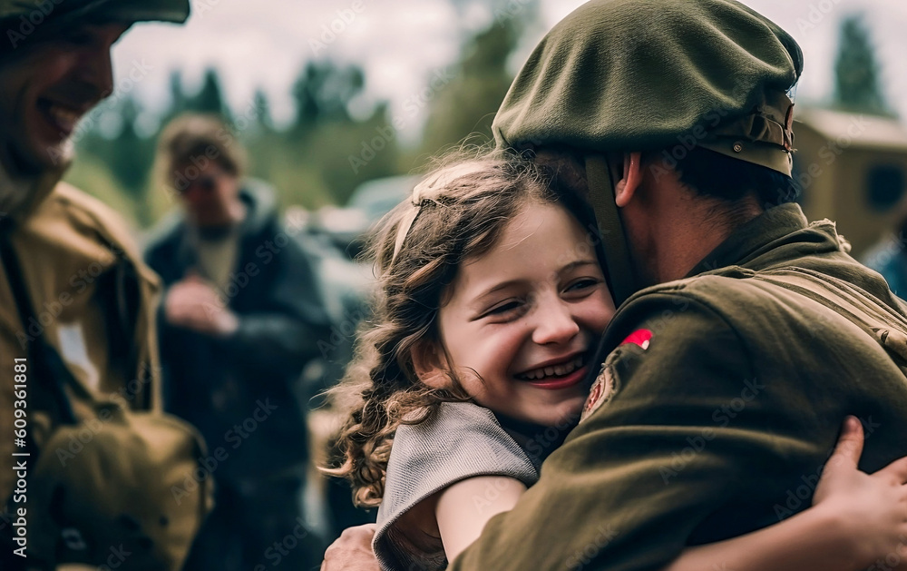 reunion of father and daughter, father's day, father comes back home ...