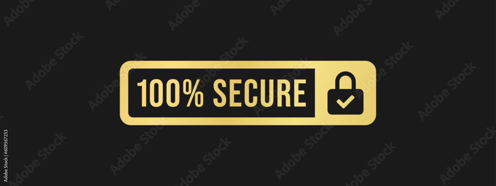 100% Secure mark or 100% Secure Payment sign vector isolated in Flat ...