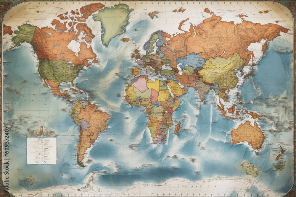 Political map of the world, generative AI. Stock Illustration | Adobe Stock