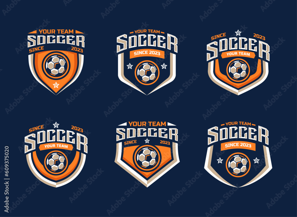 Set of soccer Logo or football club sign Badge. Football logo with ...