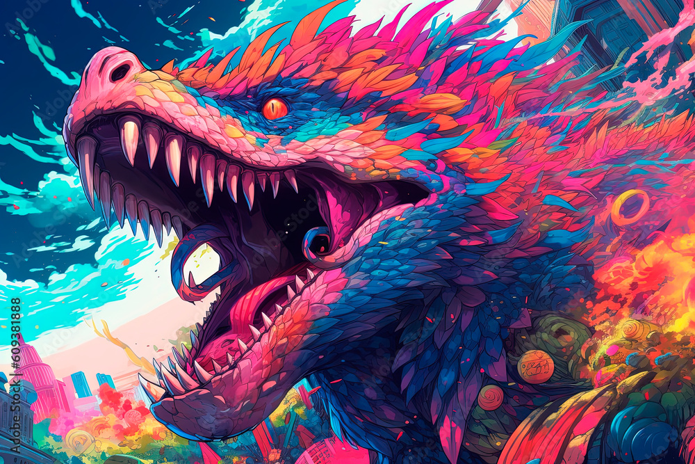 Anime hyper beast. Generative AI Stock Illustration | Adobe Stock