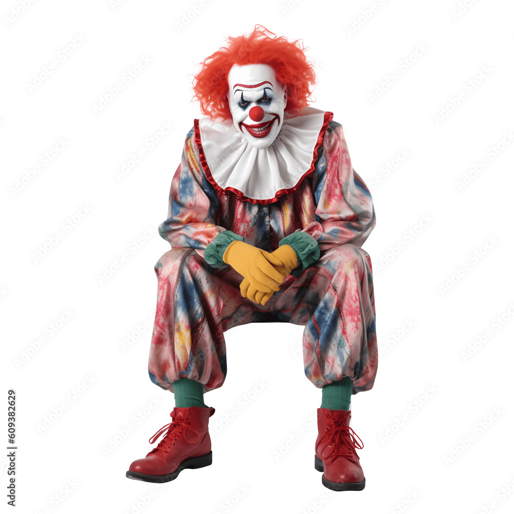 sitting of a Clown dressed in clown costume, png file. Transparent ...
