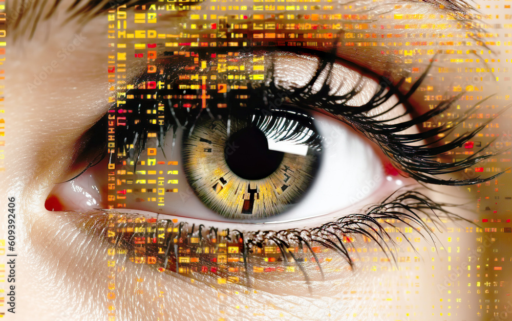 Retina scanner presented with brown eye. Cybersecurity procedures for ...