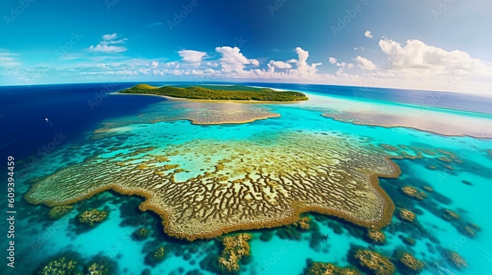 An awe-inspiring aerial photograph of the Great Barrier Reef, capturing ...