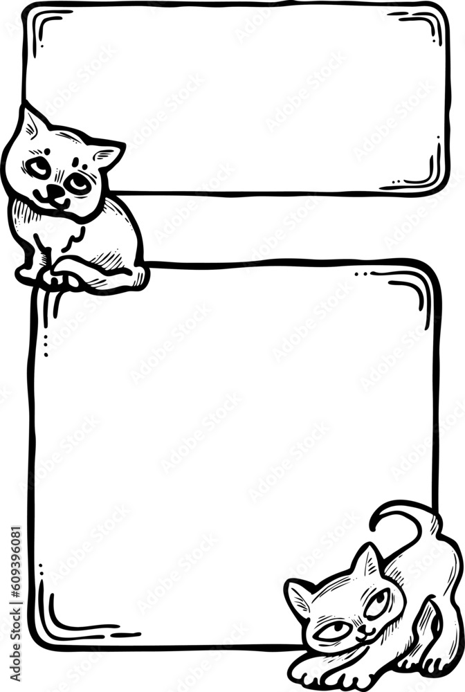 Cat frame decorative vector background template with empty space for ...