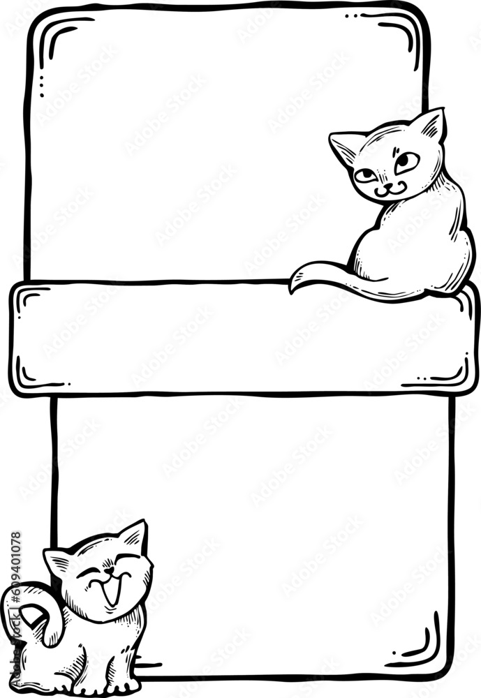 Cat frame decorative vector background template with empty space for ...