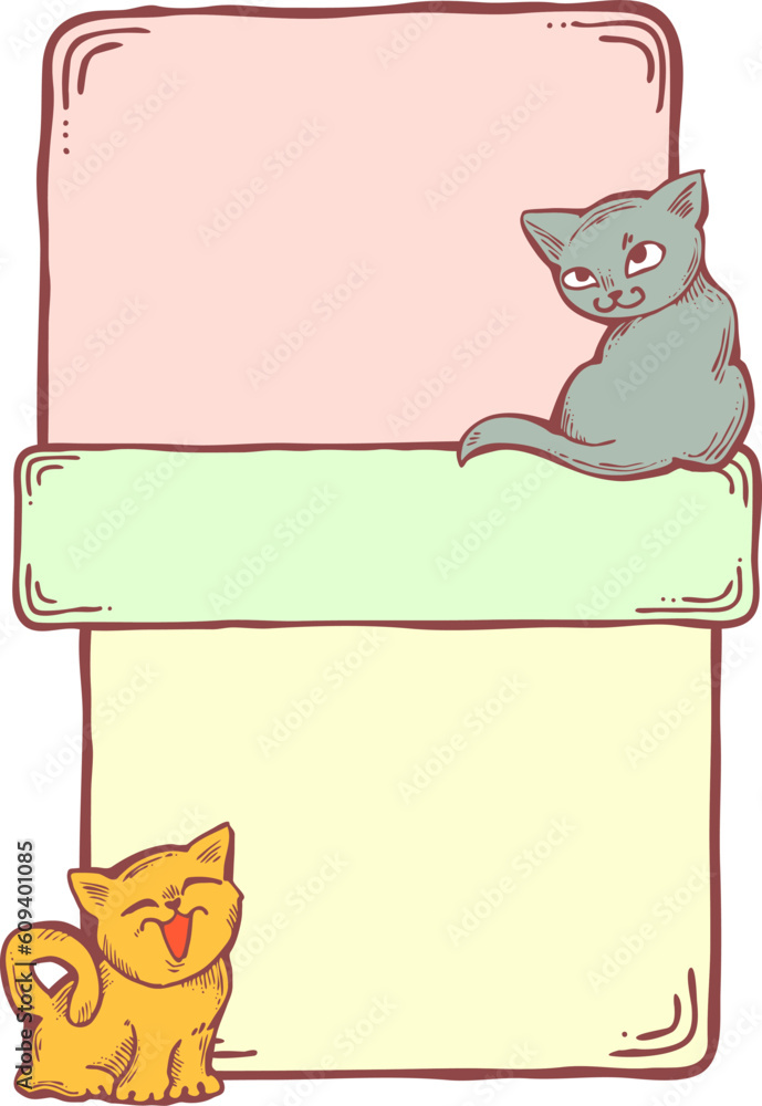 Cat frame decorative vector background template with empty space for ...