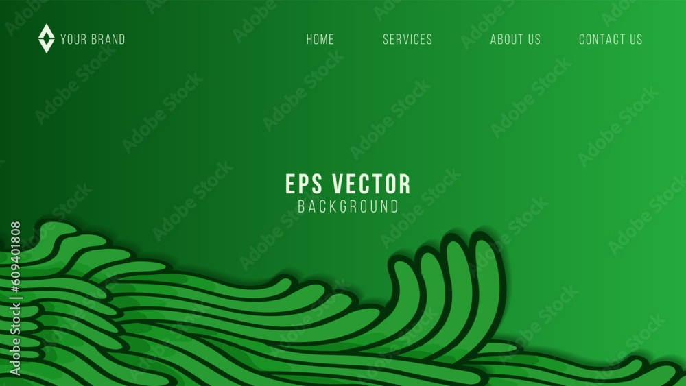 Abstract green flow line digital doodle website background, smooth ...