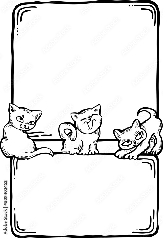 Cat frame decorative vector background template with empty space for ...