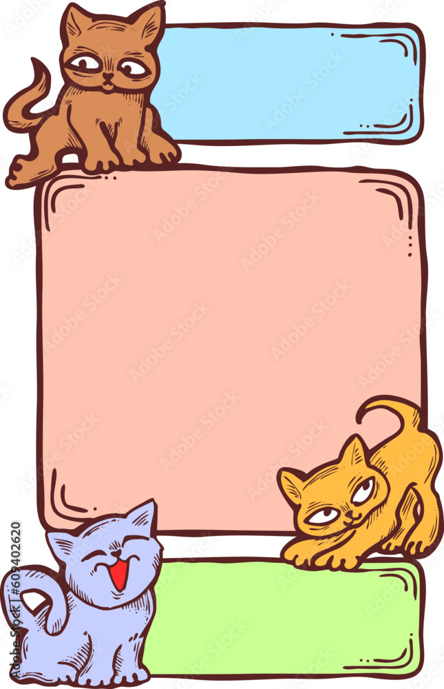 Cat frame decorative vector background template with empty space for ...