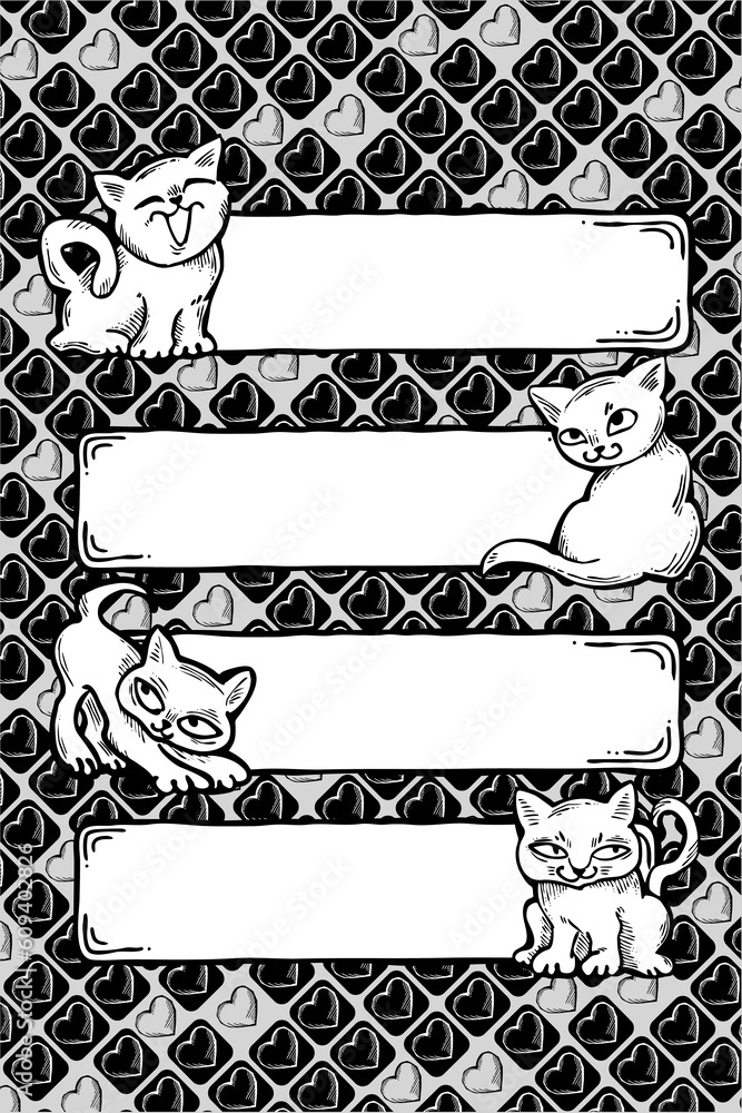 Cat frame decorative vector background template with empty space for ...
