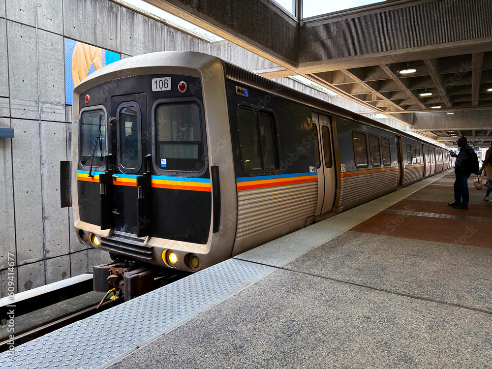 Atlanta Subway train at a station Stock Photo | Adobe Stock