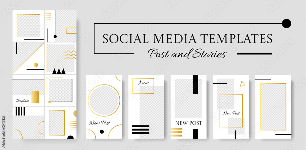 Instagram post templates. Social media layouts with transparent grid ...