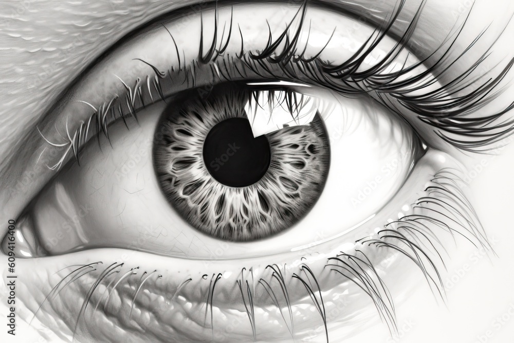 Realistic sketch of Human eye pencil drawing vintage. Generative Ai ...