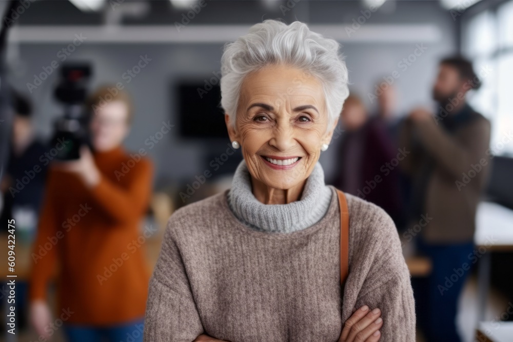 Medium shot portrait photography of a cheerful woman in her 80s that is ...