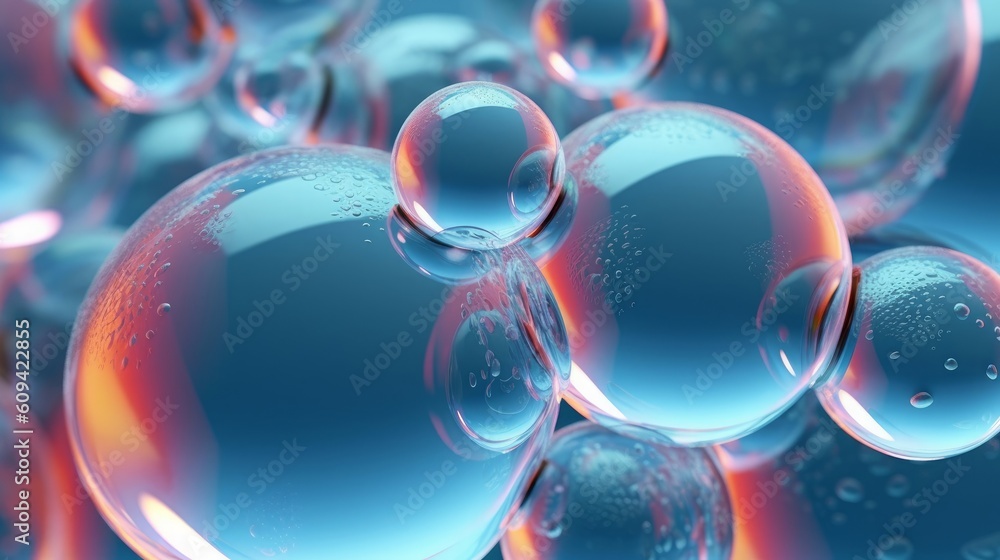 3d render, abstract background with air bubbles, sparkling water drops ...
