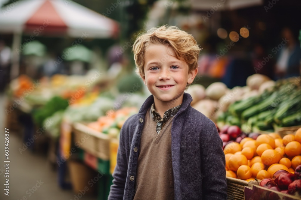 Medium shot portrait photography of a grinning child male that is ...