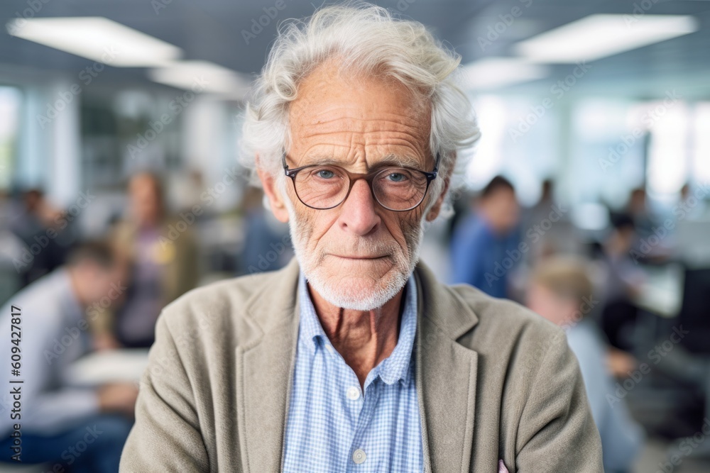 Medium shot portrait photography of a tender man in his 70s that is ...