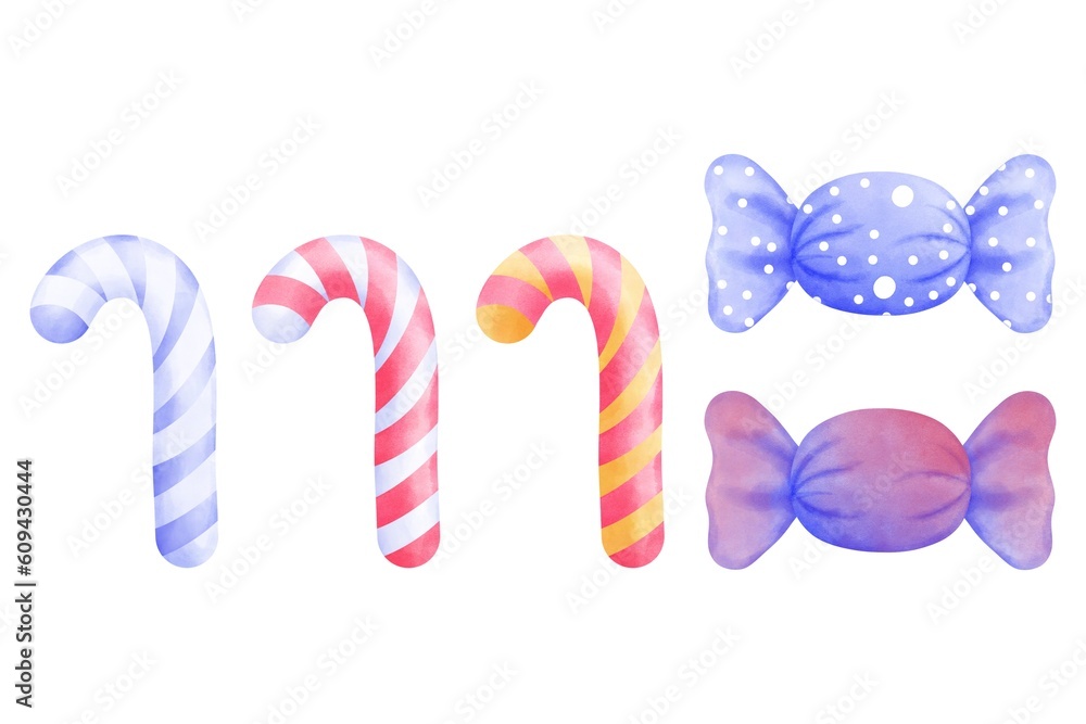 Watercolor candy clipart. Hand drawn watercolor candies illustration ...