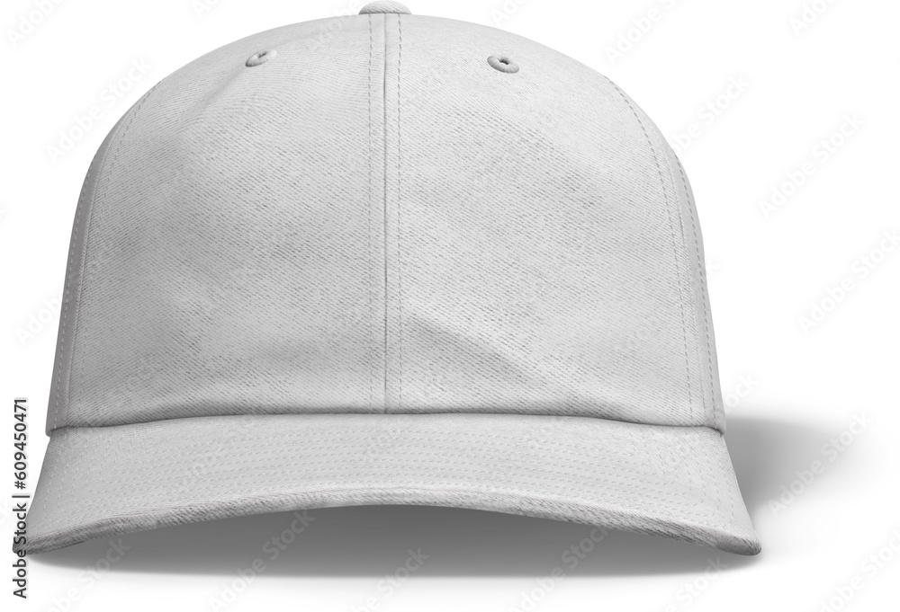6 Panel Dad Hat Strap Back Cap Front View White Blank Isolated 3D ...