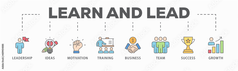 Learn and lead banner web icon vector illustration concept with icon of ...