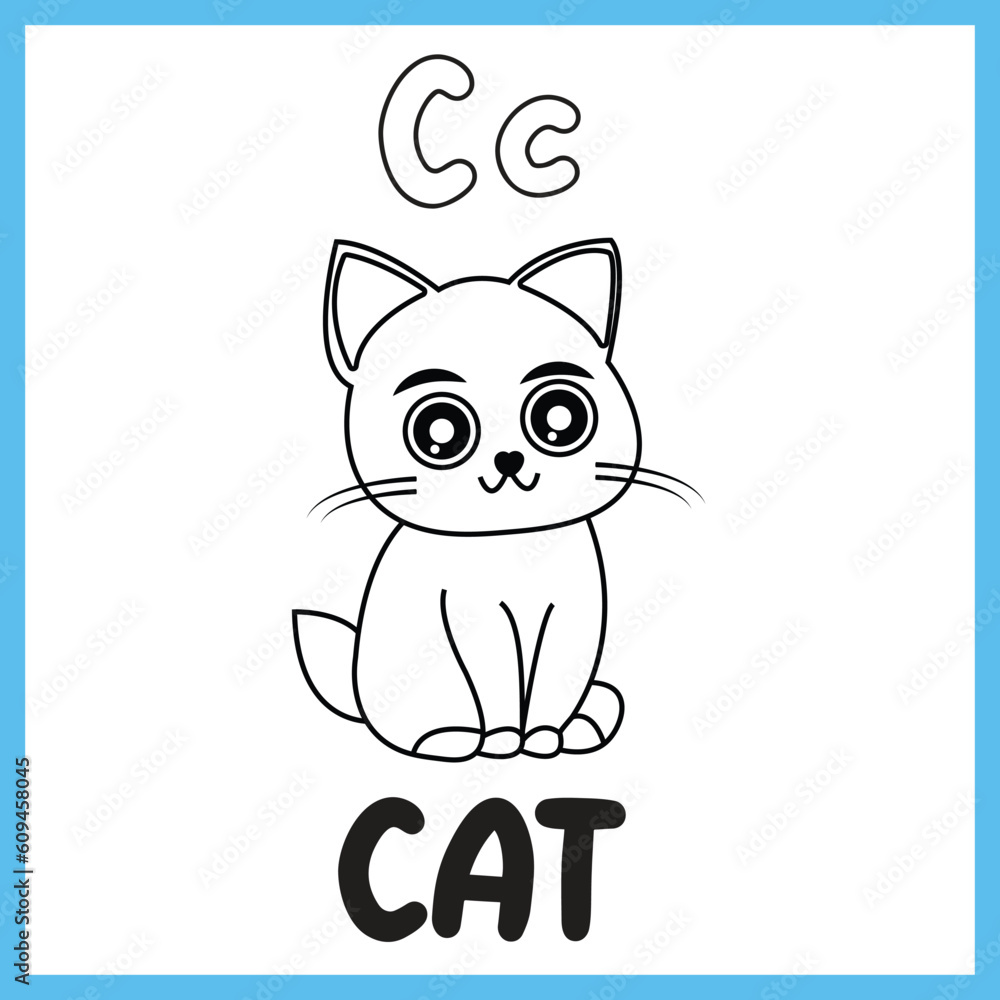Alphabet C For Cat Kids Learning And Tracing Activity Coloring Books ...