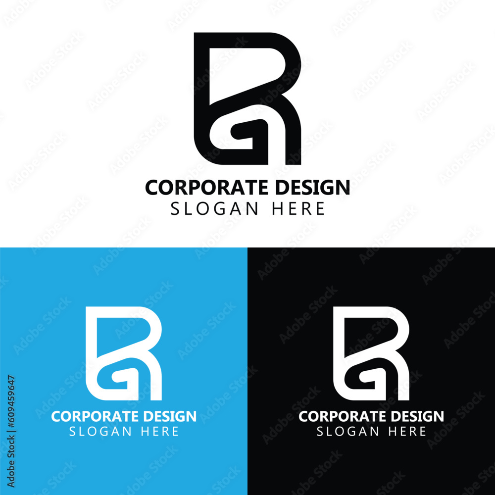 letter G R logo design vector illustration minimal design template ...