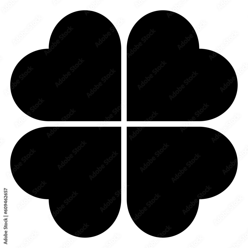 Black clover icon in vector. A symbol of good luck. Four leaf clover ...