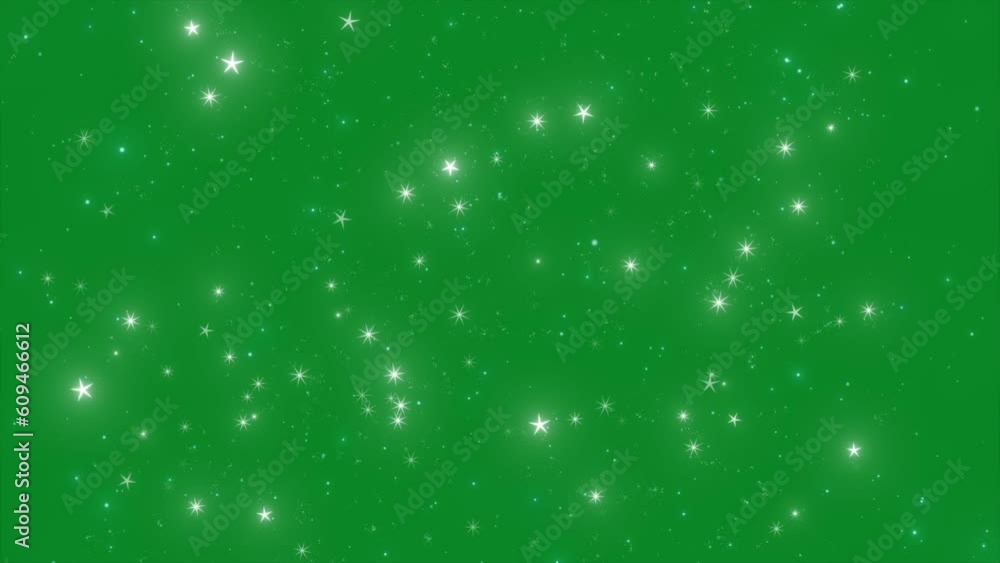 Glitter Magical Stars Falling On Green Screen Background. Shining Stars ...