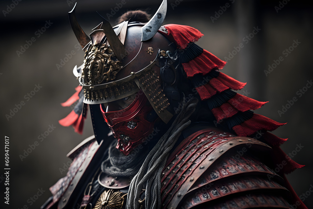 The mighty samurai warrior of ancient japan, with his towering red ...