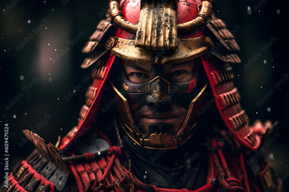 The mighty samurai warrior of ancient japan, with his towering red ...