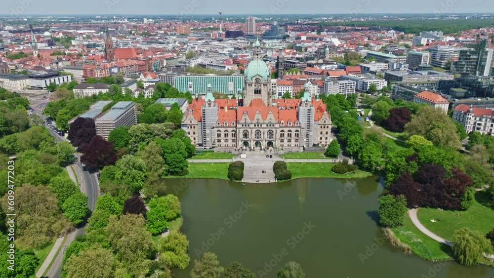 Drone shot of Hannover New Town Hall ( Neues Rathaus ) . magnificent ...