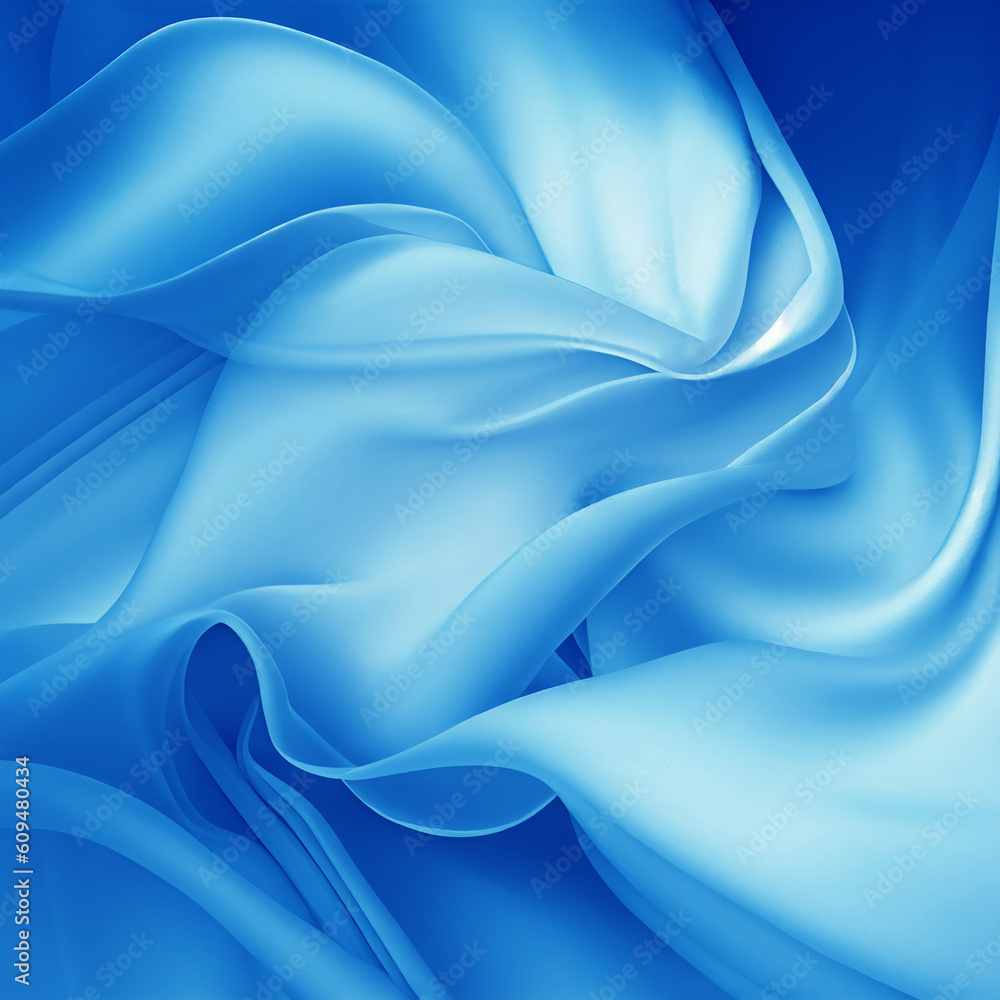 Light blue background texture, silk material in smooth waves and folds ...