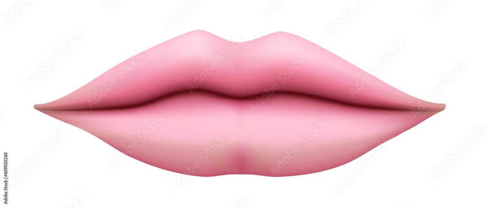 Beautiful realistic pink lips illustration vector. Natural pink lips ...