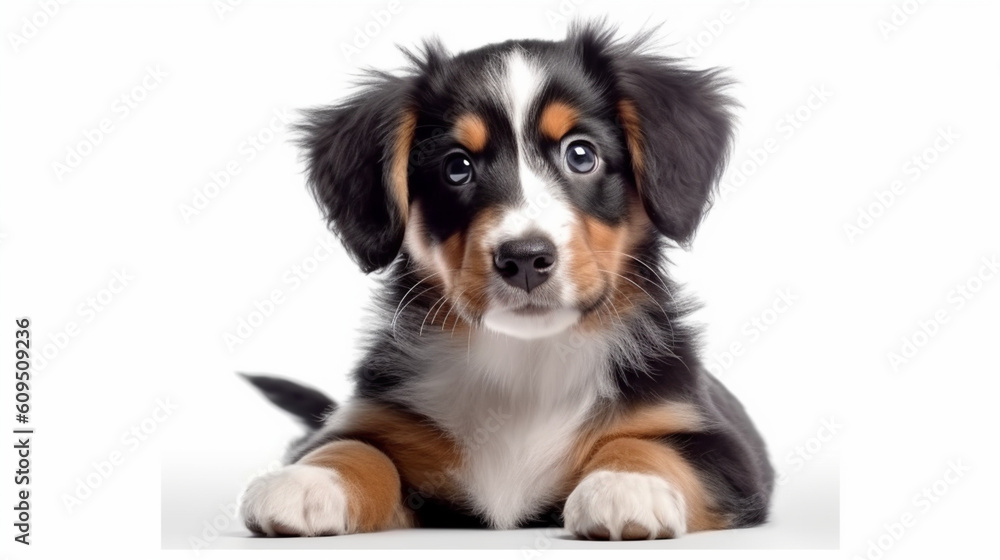 Adorable dog on a white background in different poses. Dog for ...