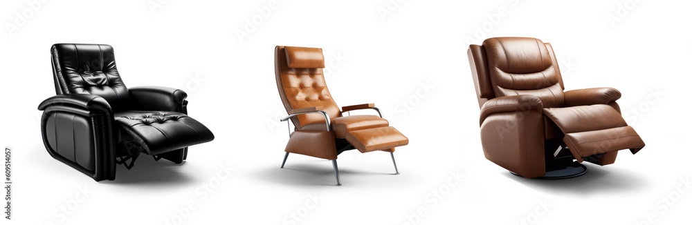 collection set of recliner lazy chair couches cutouts sofas isolated on ...