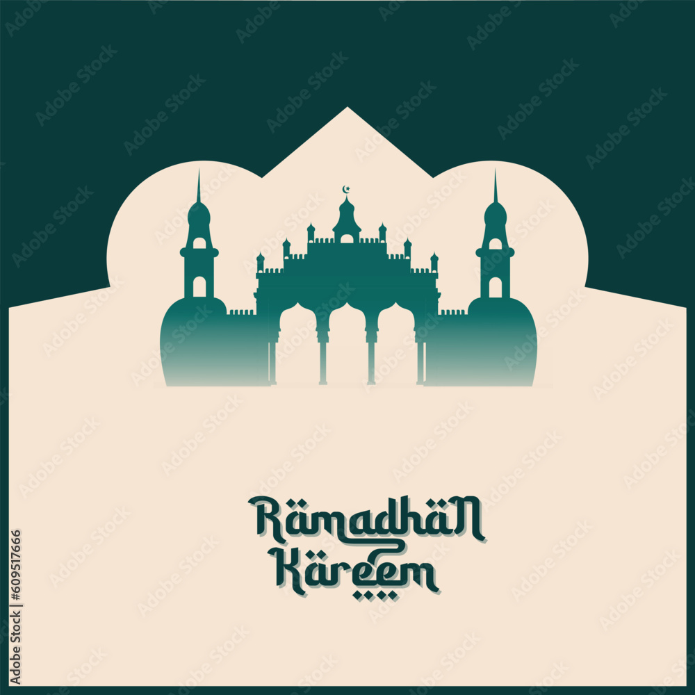 Eid mubarak, ramdhan, beautiful eid al adha and mosque, in green, with ...