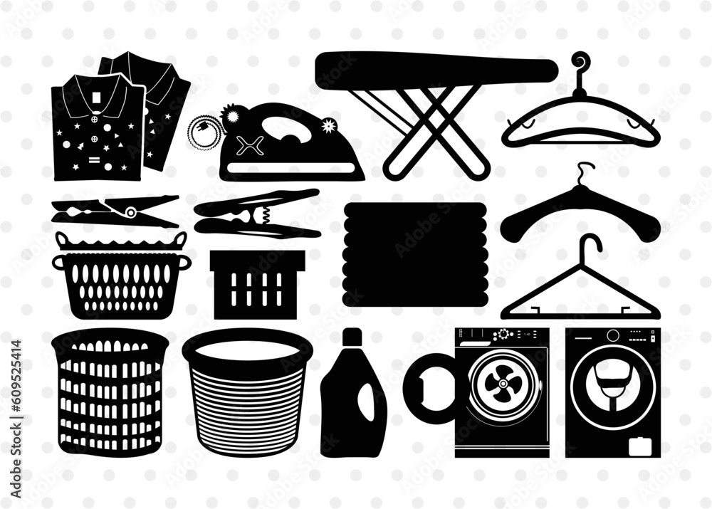 Washing Laundry Silhouette, Washing Laundry SVG Cut Files, Washing ...