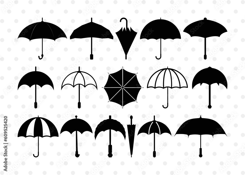 Vetor de Umbrella Silhouette, Umbrella SVG Cut Files, Rain, Umbrellas ...