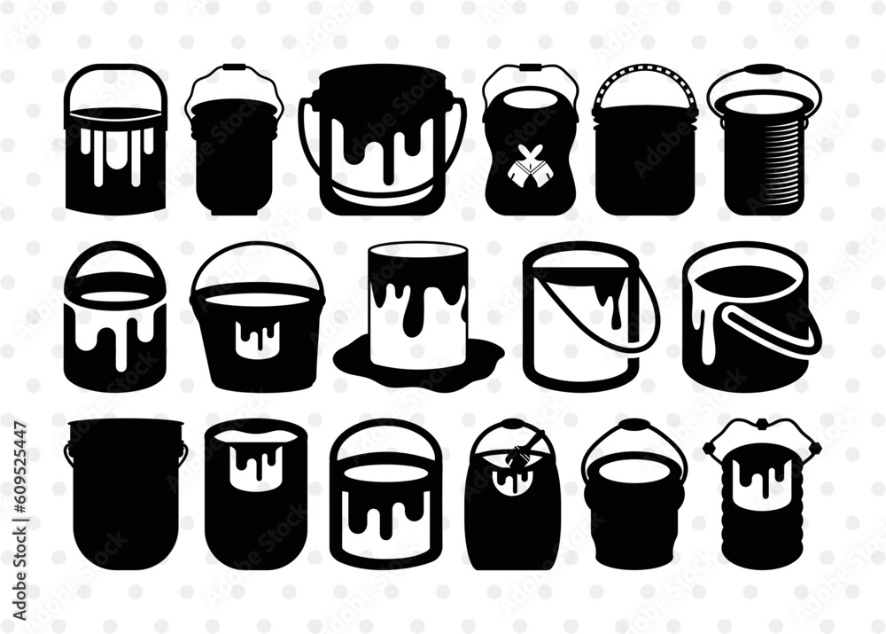 Paint Bucket Silhouette, Painter Svg, Painting Svg, Construction Svg ...