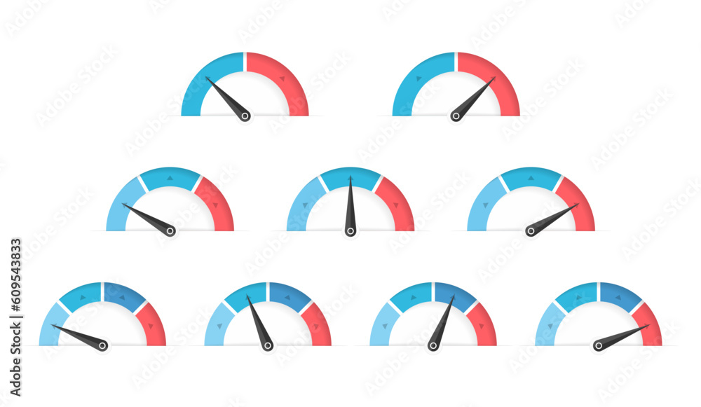 Set of indicators with different amount of segments, gauge charts Stock ...